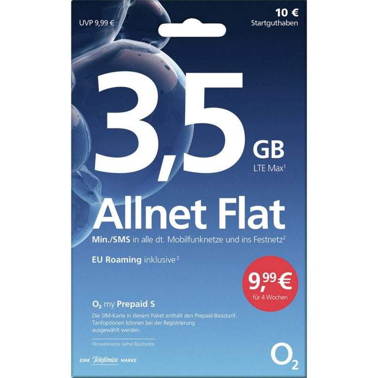 o2 my Prepaid S | Allnet 3,5GB 9,99€ – BlueMotions